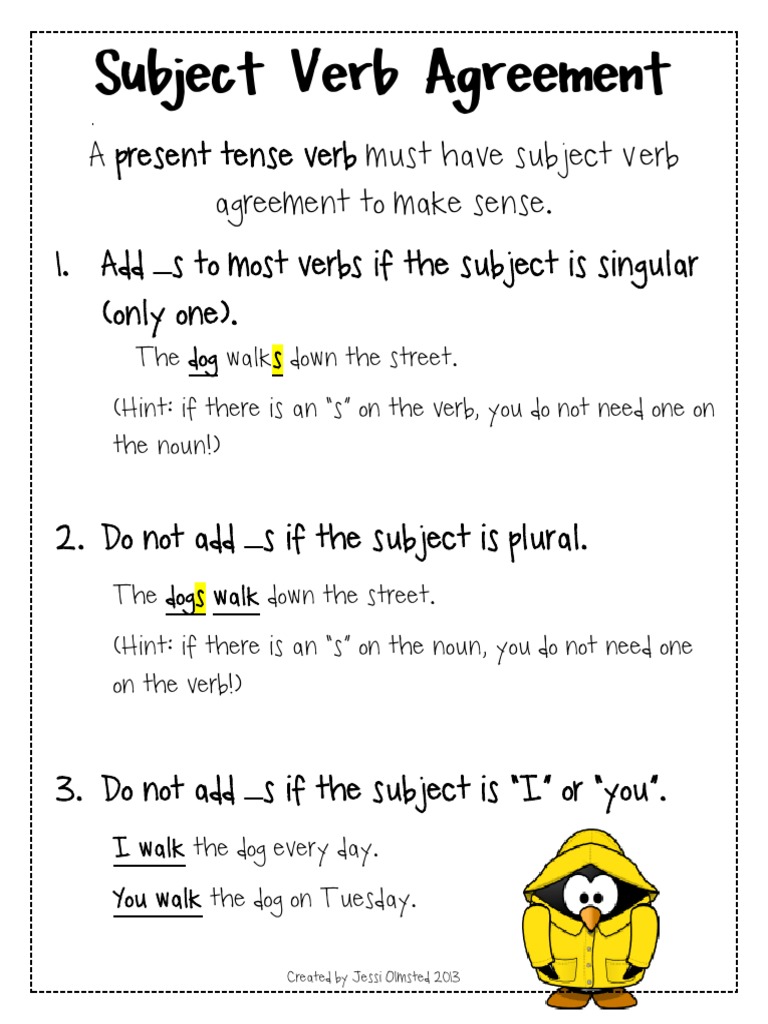 Subject Verb Agreement Anchor Chart | PDF | Grammar | Syntactic ...