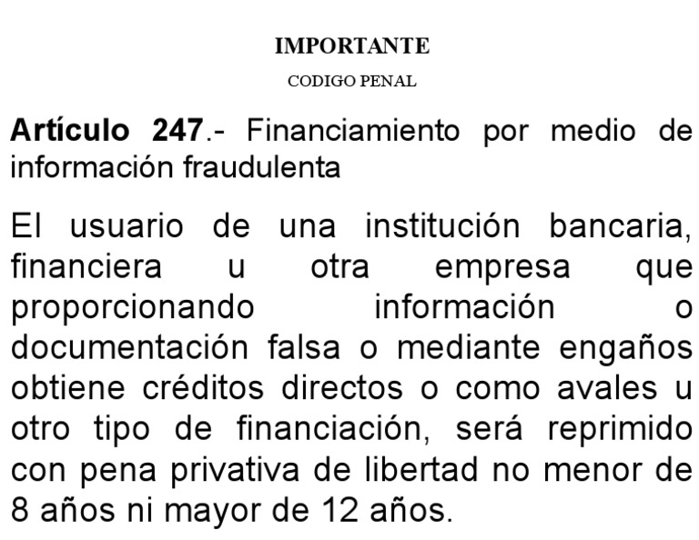 Artículo 247 - CODIGO PENAL | PDF | Finanzas (general) | Economias
