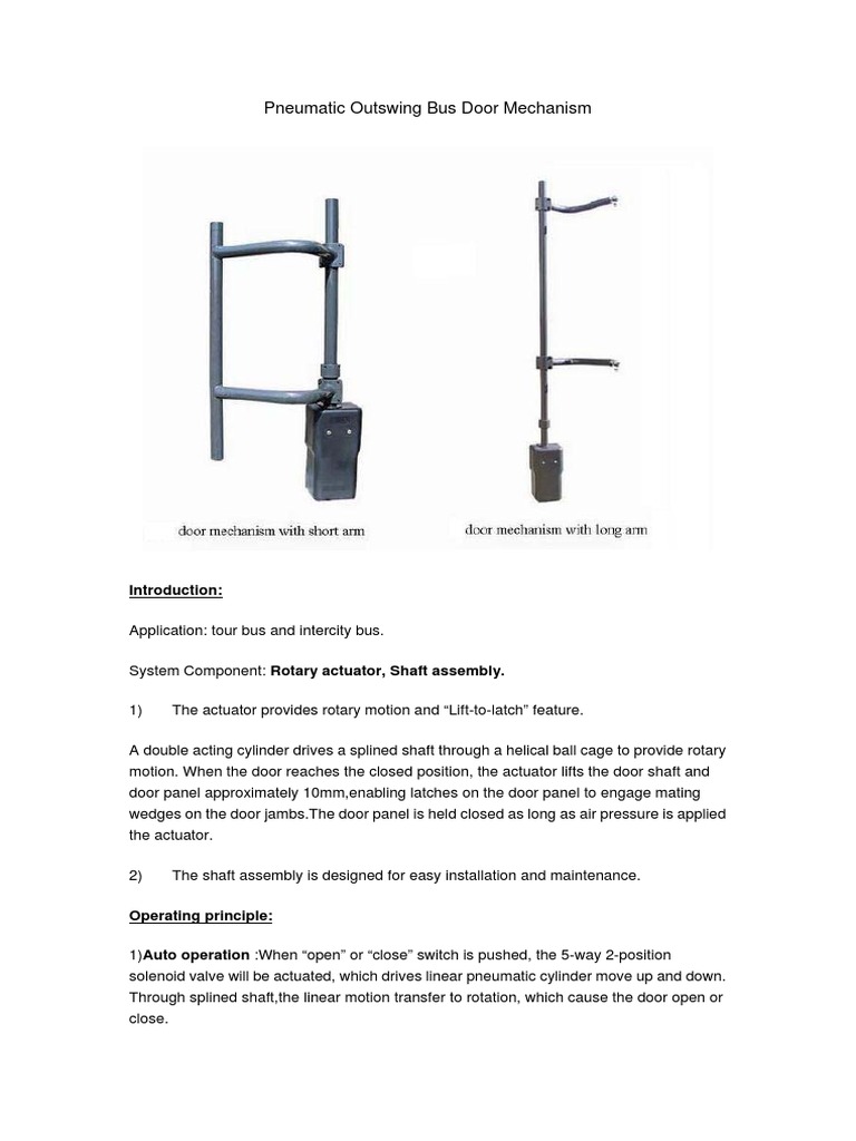 Pneumatic Outswing Bus Door Mechanism (POM100) | PDF