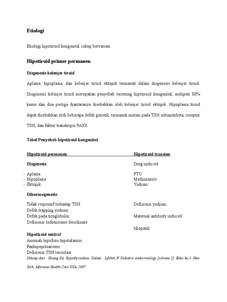 Etiologi Hipotiroid Kongenital | PDF | Kesehatan Holistik