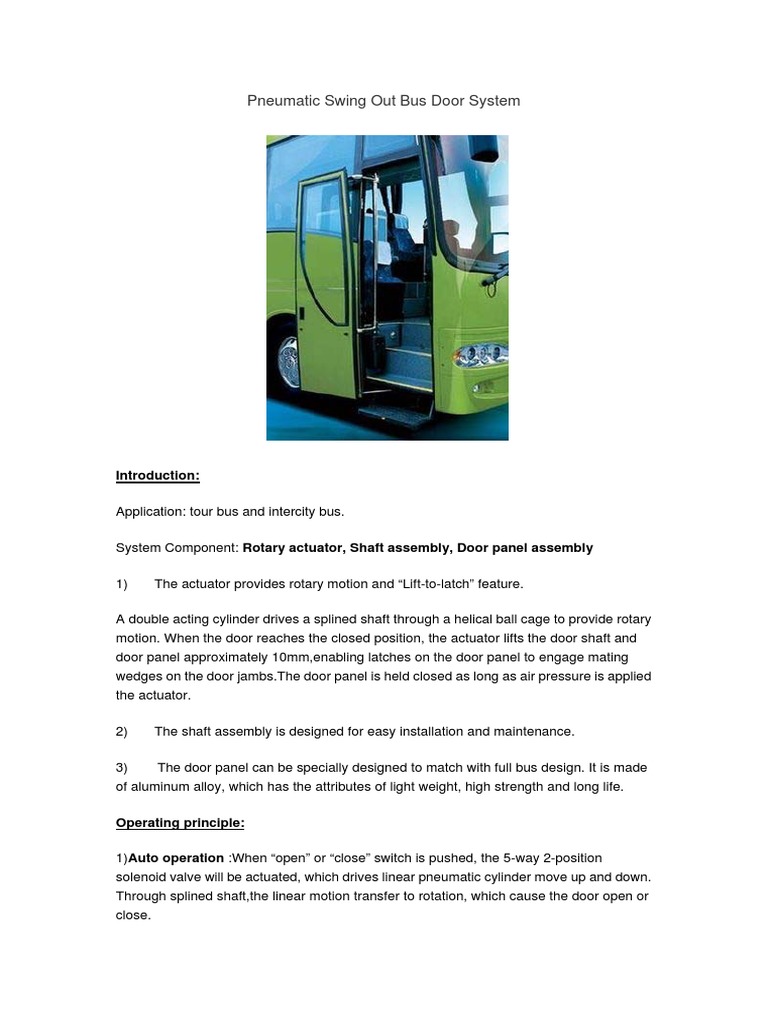 Pneumatic Bus Door System Overview | PDF | Technology & Engineering