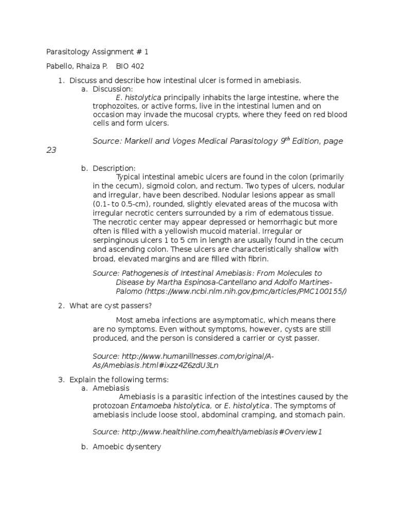 Parasitology Assignment 1 | PDF | Epidemiology | Gastroenterology