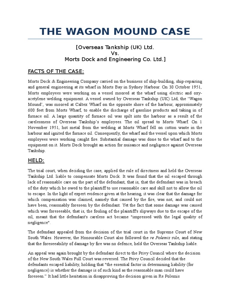 Wagon Mound Case | PDF