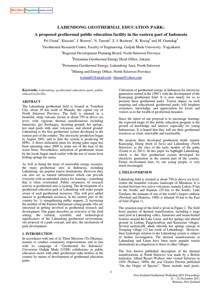 Lahendong Geothermal Education Park | PDF | Geothermal Energy | Indonesia