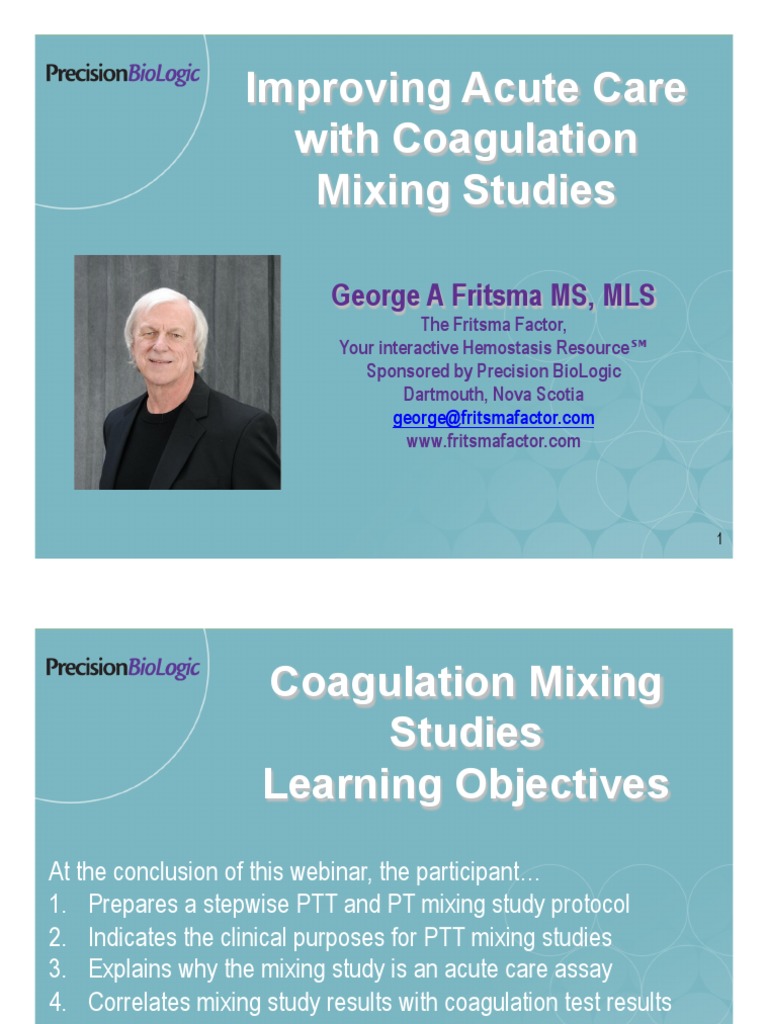 Mixing Studies 1pp 08-13-15.pptx 0 PDF | PDF | Coagulation | Blood