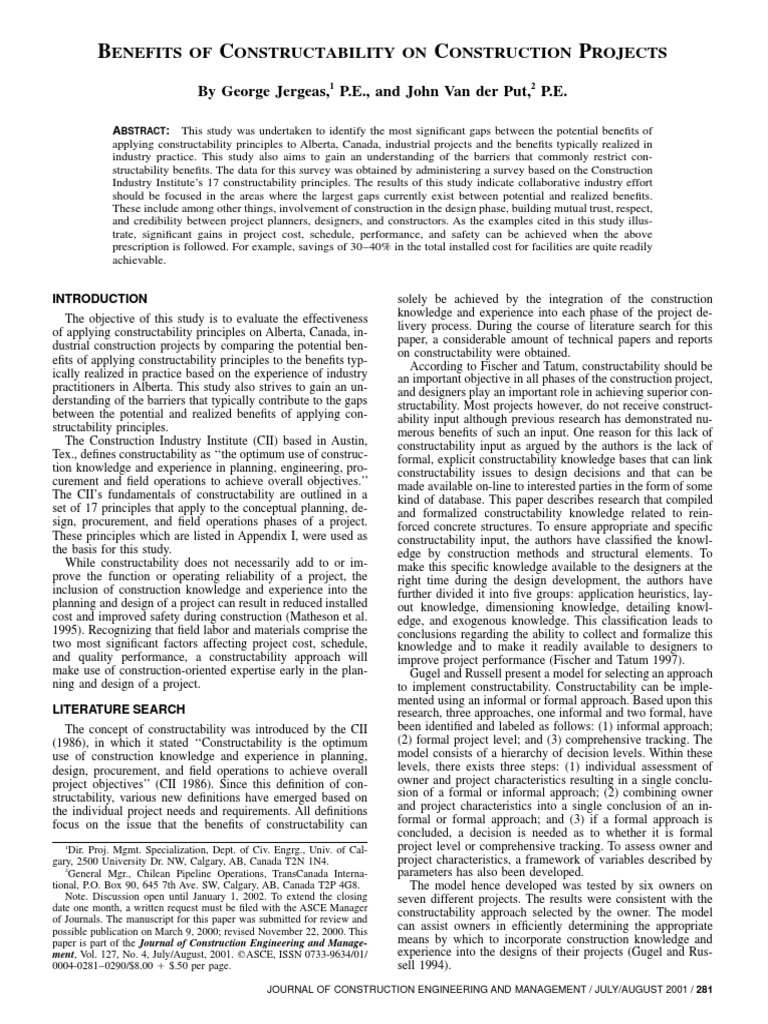 Benefits of Constructability On Construction Projects | PDF | Expert ...