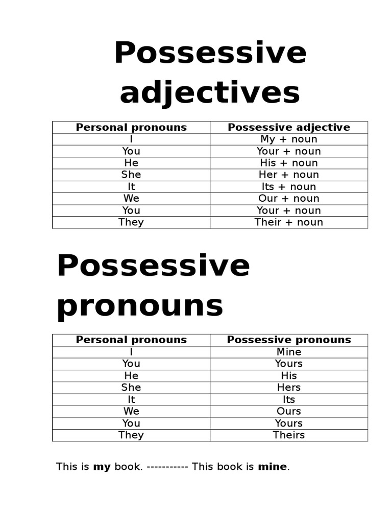 Possessive Adjectives and Possessive Pronouns | PDF