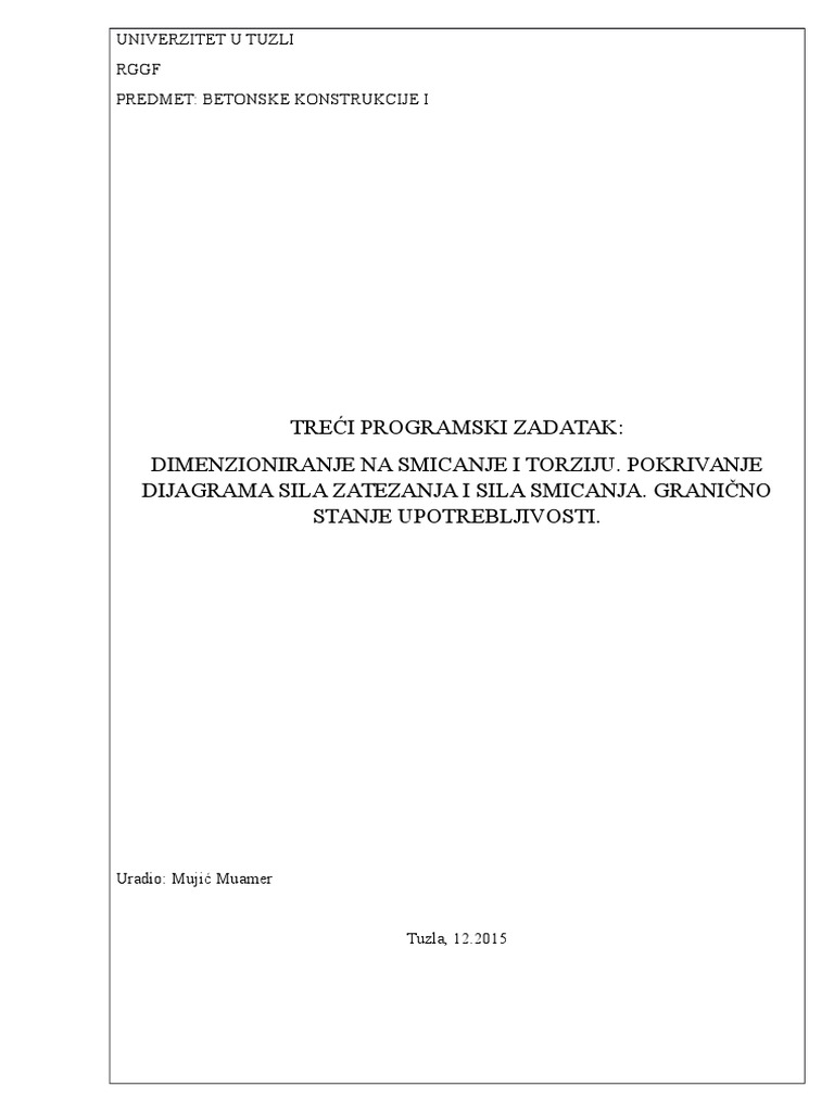 Beton Treci Programski Zadatak | PDF