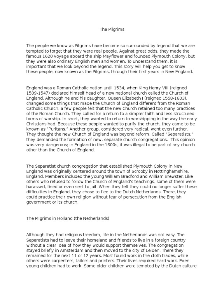 The Pilgrims | PDF | Pilgrim Fathers | Plymouth Colony