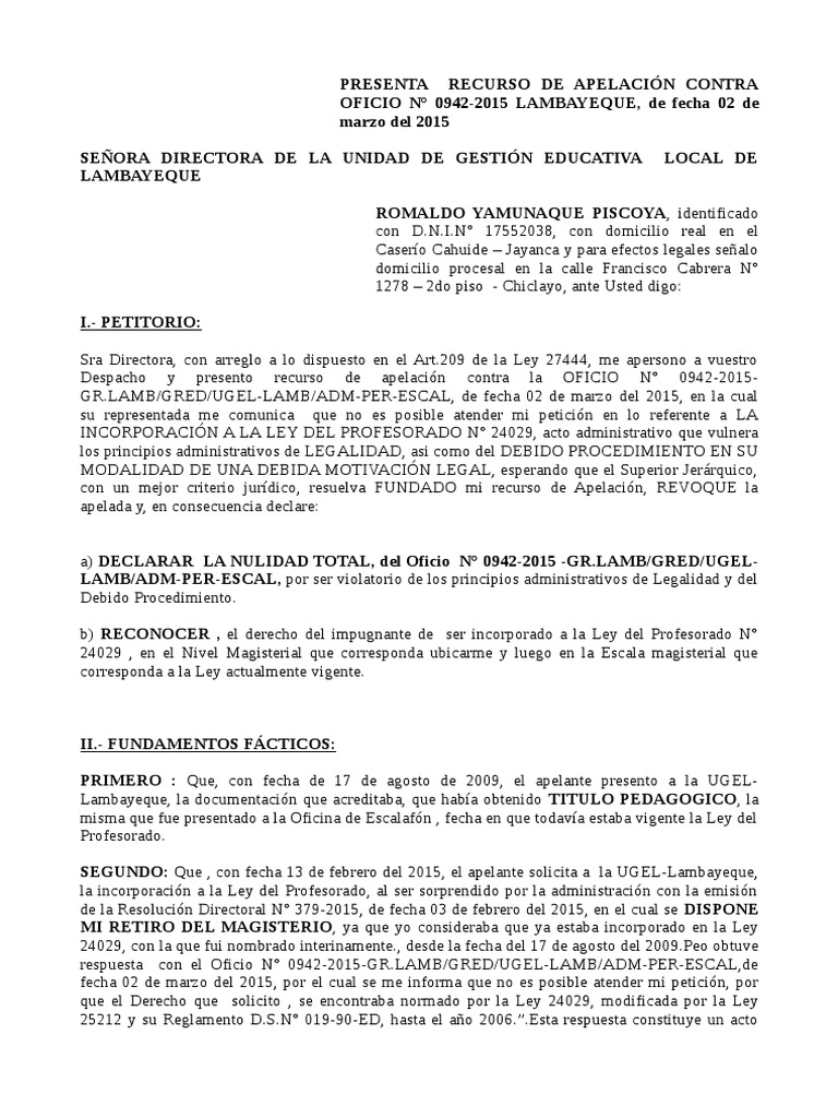 Escrito de Apelación | Regulación | Constitución