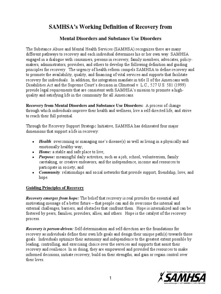 Samhsa Working-Definition of Recovery-1 | PDF | Recovery Approach ...