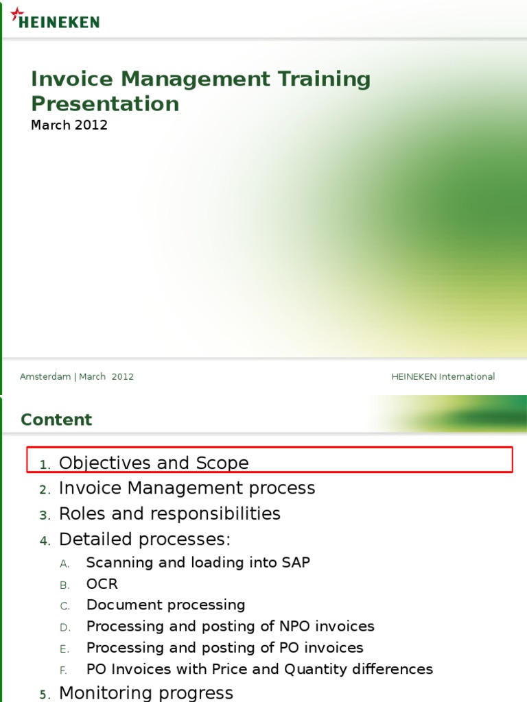 Heineken Invoice Management Training | PDF | Image Scanner | Optical ...