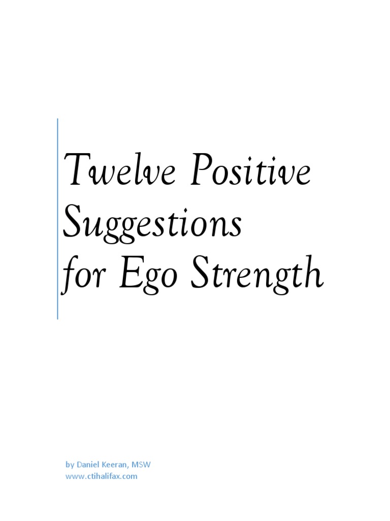 Twelve Positive Suggestions for Ego Strength | Psychotherapy | Self Esteem