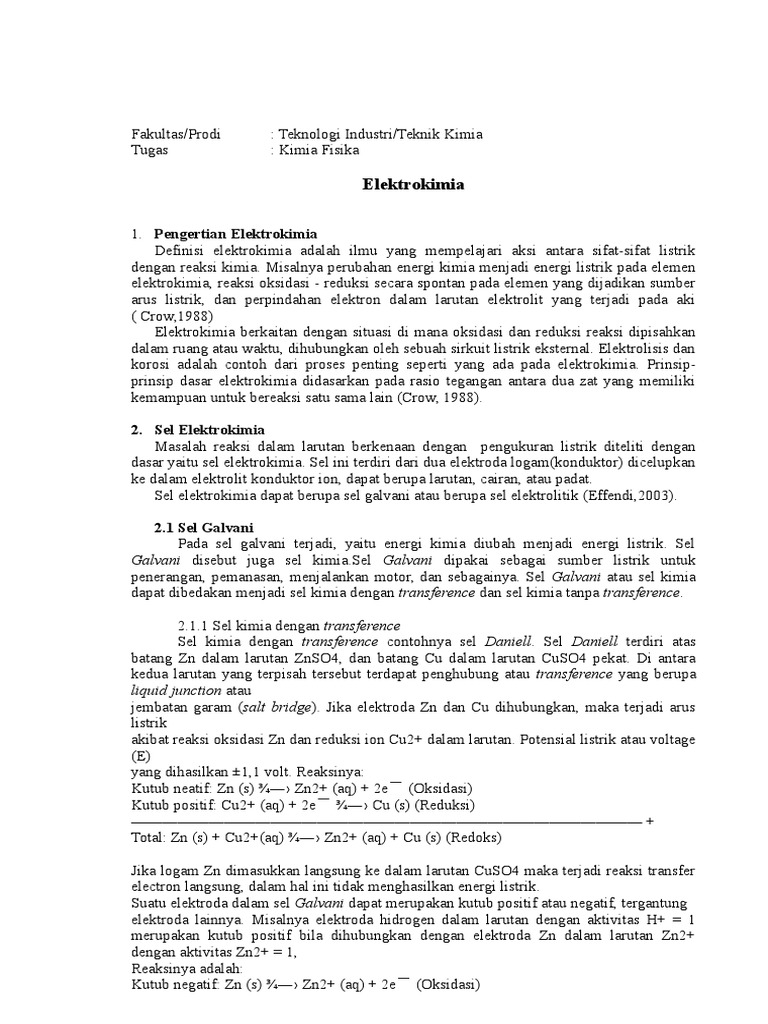 Elektrokimia | PDF | Metode & Bahan Ajar | Sains & Matematika