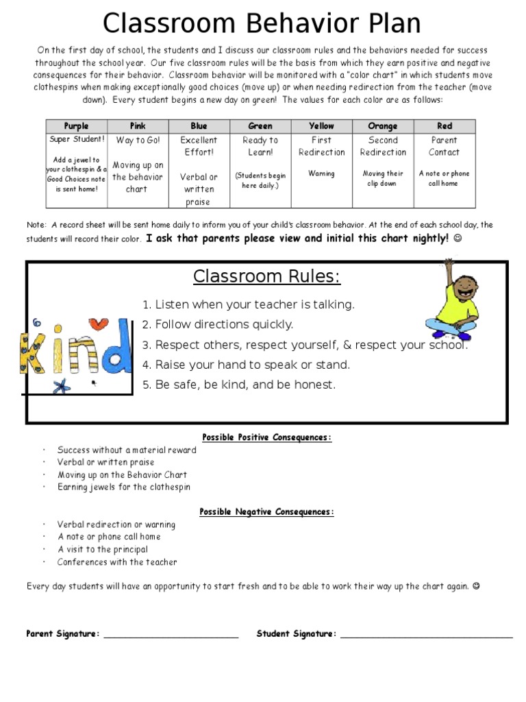 Editable Behavior Plan | Download Free PDF | Classroom | Quality Of Life