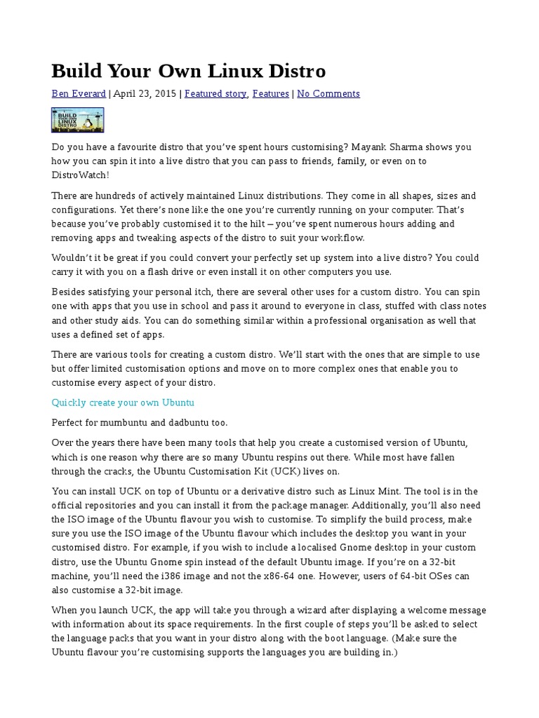 Build Your Own Linux Distro | PDF | Linux Distribution | Ubuntu ... Build Your Own Linux Distro | PDF | Linux Distribution | Ubuntu ...