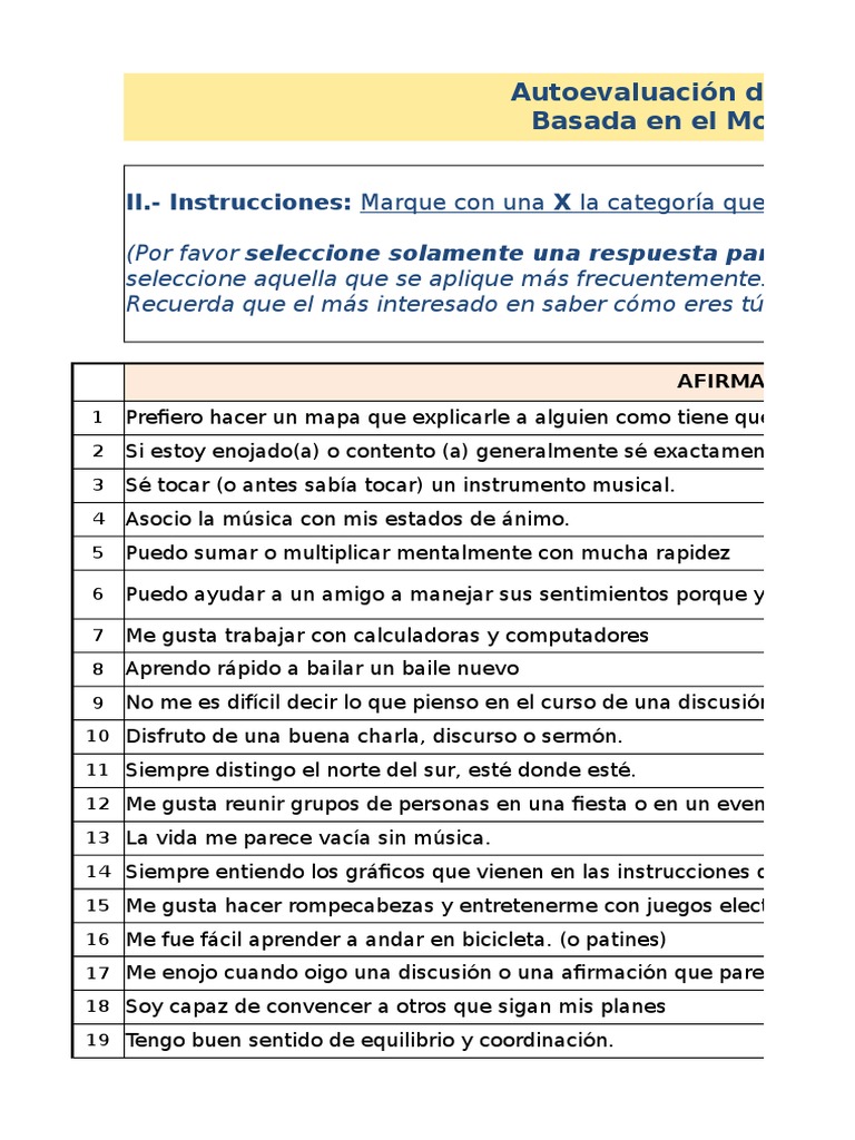 Test de Inteligencias Multiples-Gadner | PDF | Ritmo | Lógica