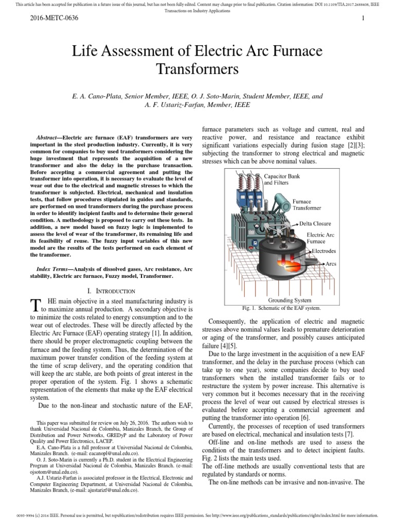 Life Assessment of Electric Arc Furnace Transformers | PDF | Electrical ...