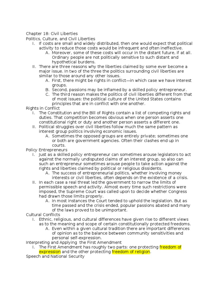 AP American Government: Chapter 18: Civil Liberties | PDF ...