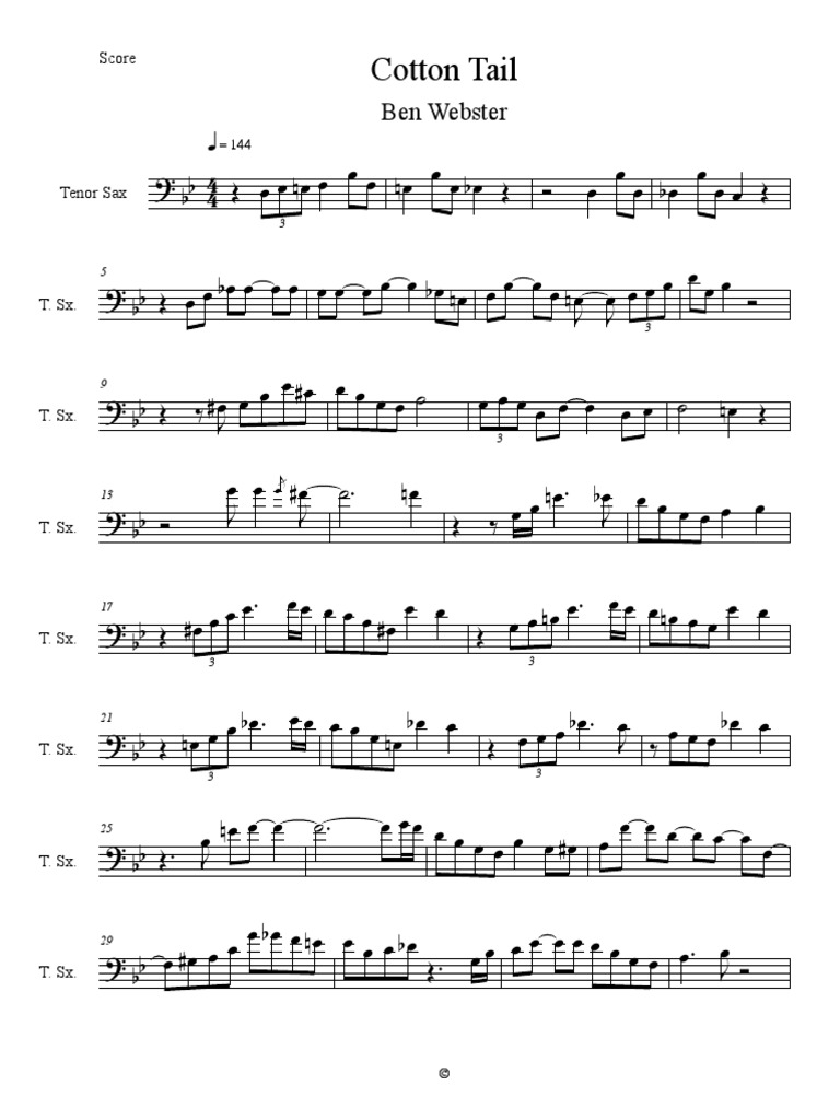 Cottontail Ben Webster Solo Transcription | PDF