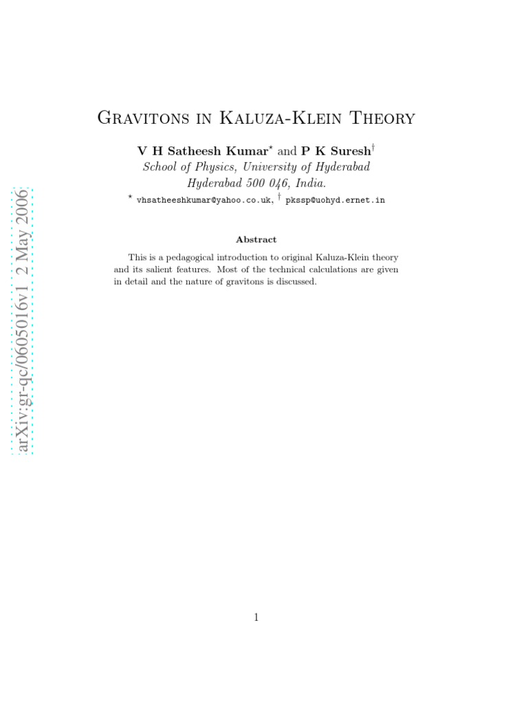 Teoria Klein Kaluza | PDF | Field (Physics) | Dimension