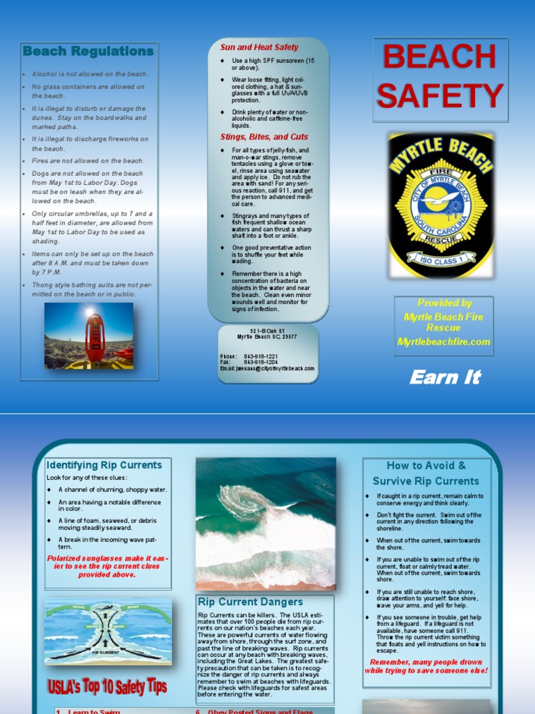 Myrtle Beach Fire Rescue Beach Safety Brochure | PDF | Beach | Physical ...