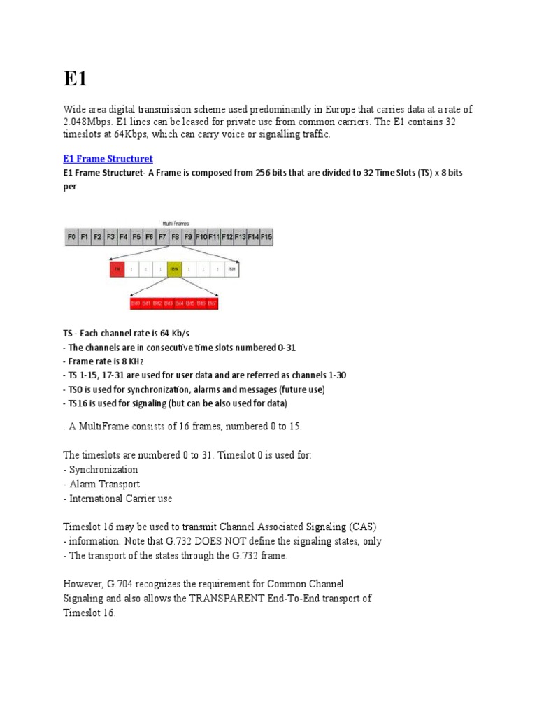 E1 Frame Structuret | PDF | Computer Science | Telecommunications ...