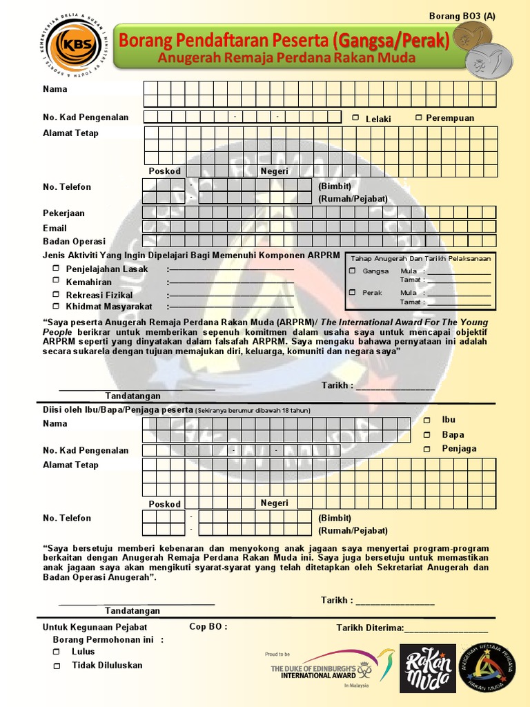 B03 A Borang Pendaftaran Gangsa Perak | PDF