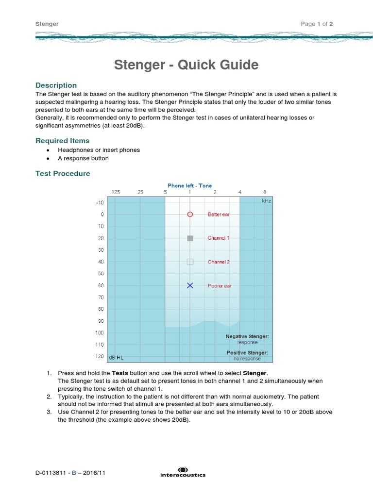 Stenger Test Guide | PDF | Hearing Loss | Ear