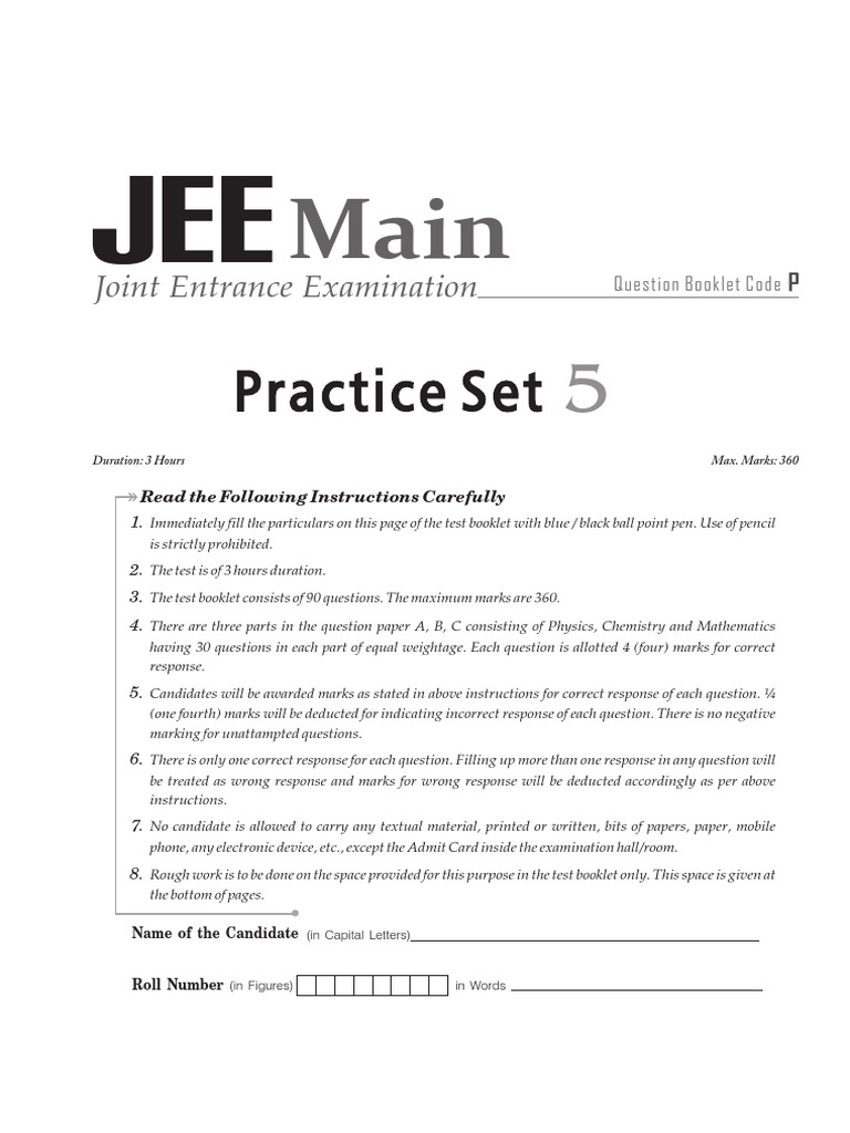 Arihant-Jeemain Practiceset 5 PDF | PDF | Chemical Substances | Physical Sciences