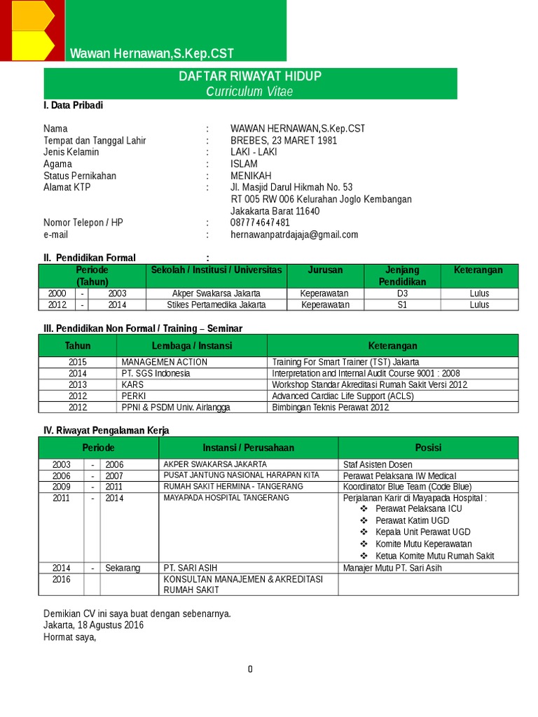 CV Wawan Hernawan | PDF
