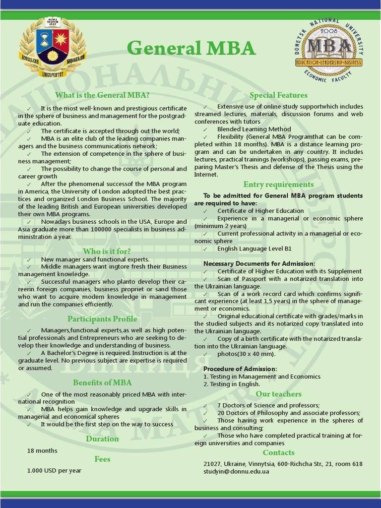 General MBAA | PDF | Master Of Business Administration | Academia