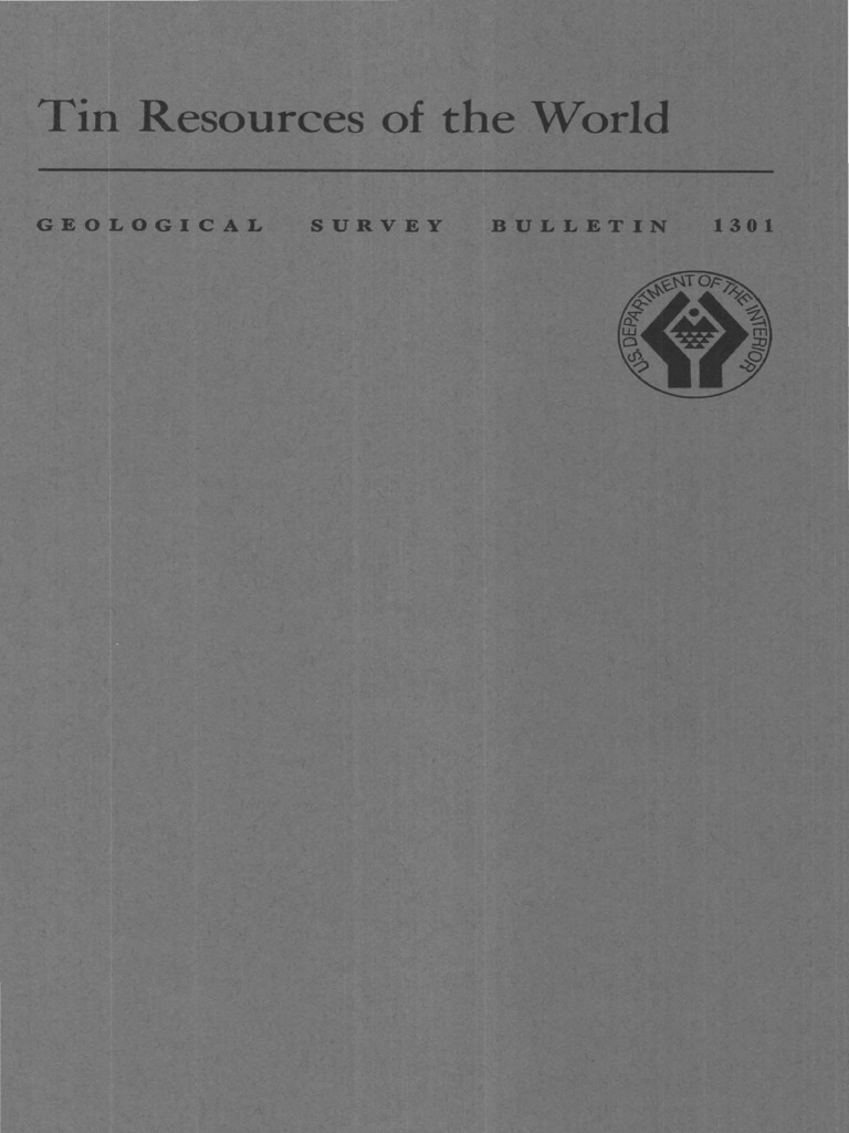 US Geological Survey Tin Resources Report (1969) | Download Free PDF ...