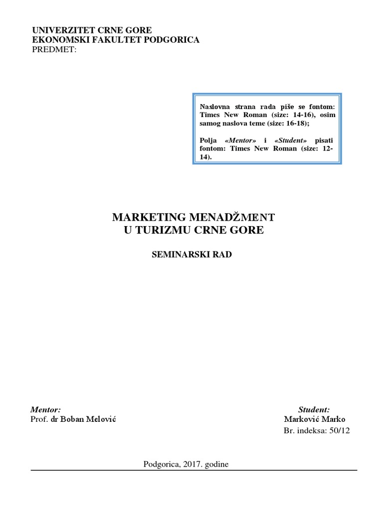 Uputstvo Za Izradu Seminarskog Rada | PDF