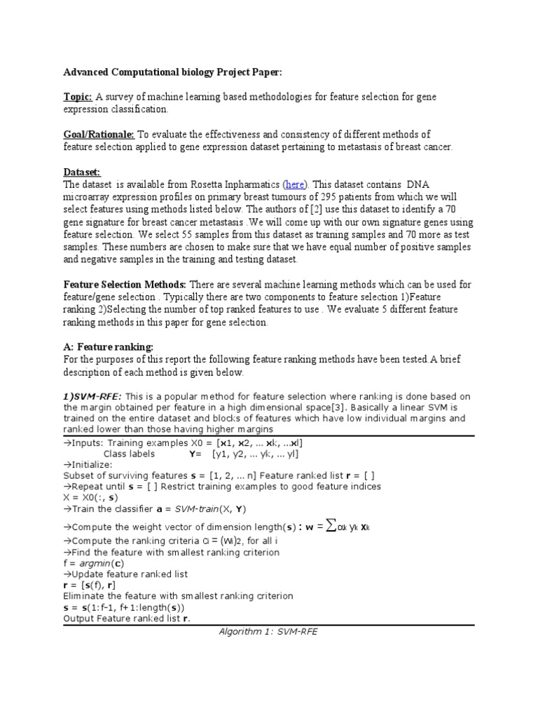 1) SVM-RFE: This Is A Popular Method For Feature Selection Where ...