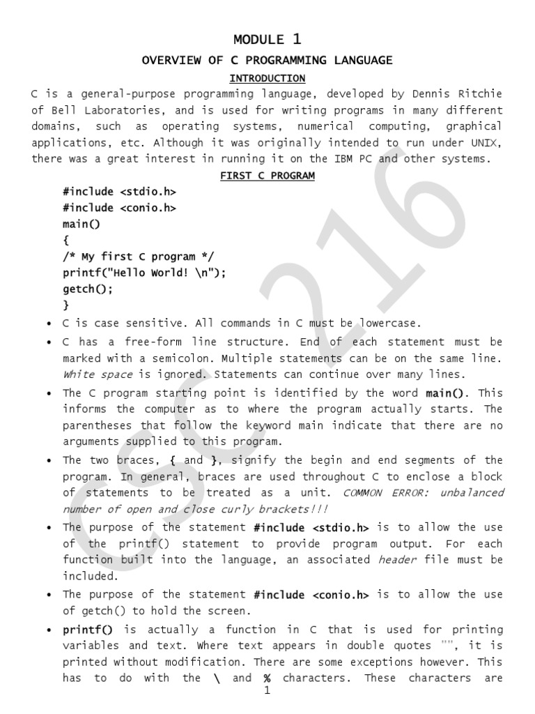 CSC 216 | PDF | C (Programming Language) | Parameter (Computer Programming)