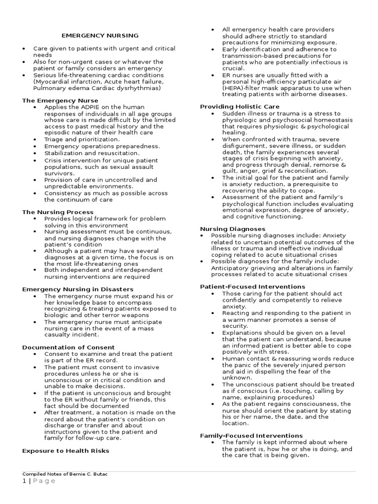 Emergency Nursing Notes | PDF