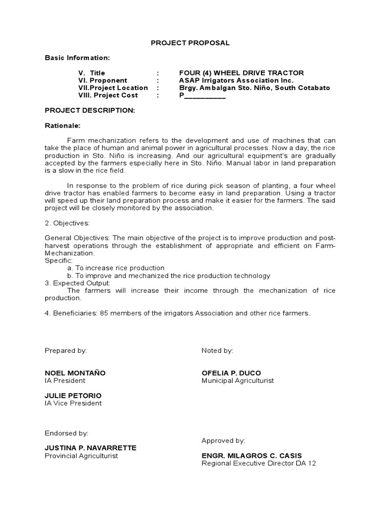 Project Proposal | PDF | Mechanization | Agriculture