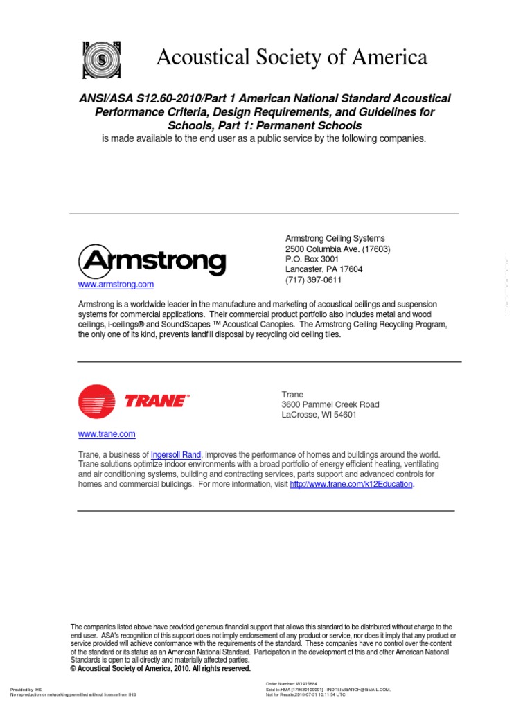 Ansi-Asa s12.60 Part 1 | PDF | Noise | Acoustics
