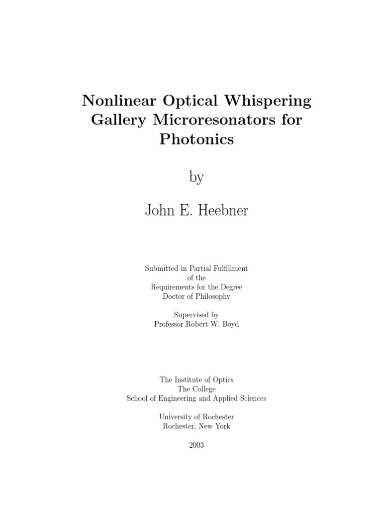 Thesis Heebner | PDF | Dispersion (Optics) | Nonlinear Optics
