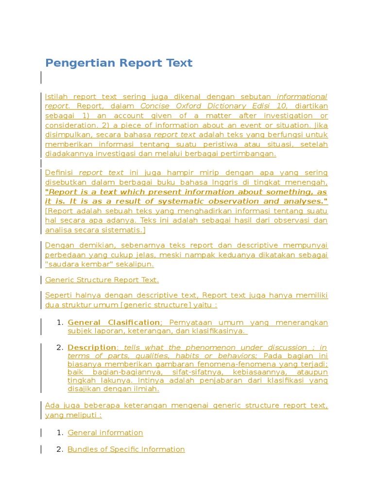 Pengertian Report Text | PDF | Venesia | Komodo