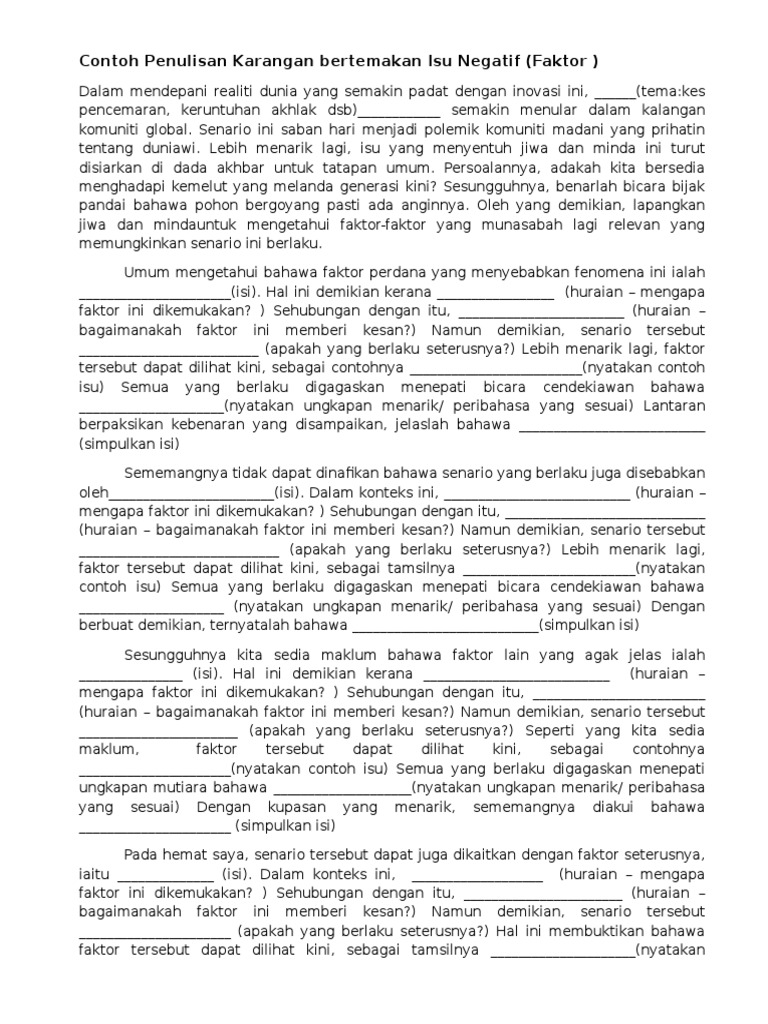 Contoh Penulisan Karangan Mengikut Perenggan | PDF