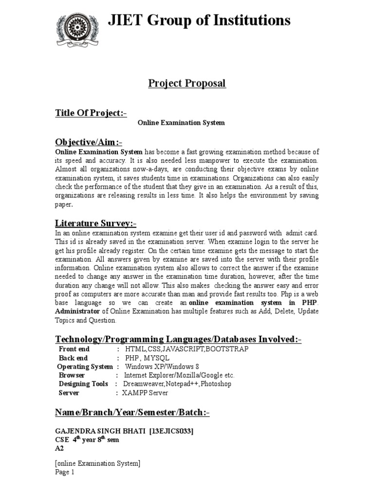 Project Proposal: Title of Project:-Objective/Aim | PDF | Business