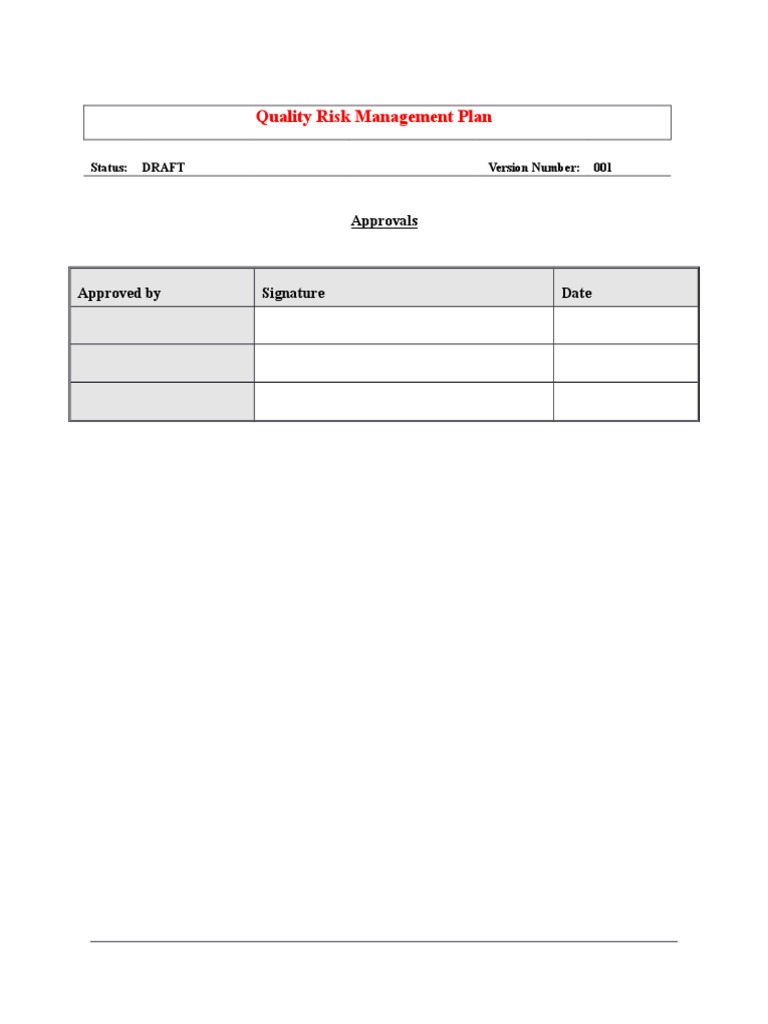 Quality Risk Management Plan Summary | PDF | Risk Management | Risk