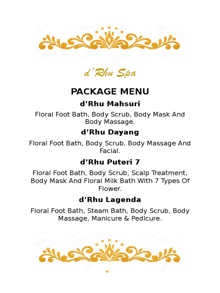 Package Menu: D'rhu Mahsuri | PDF