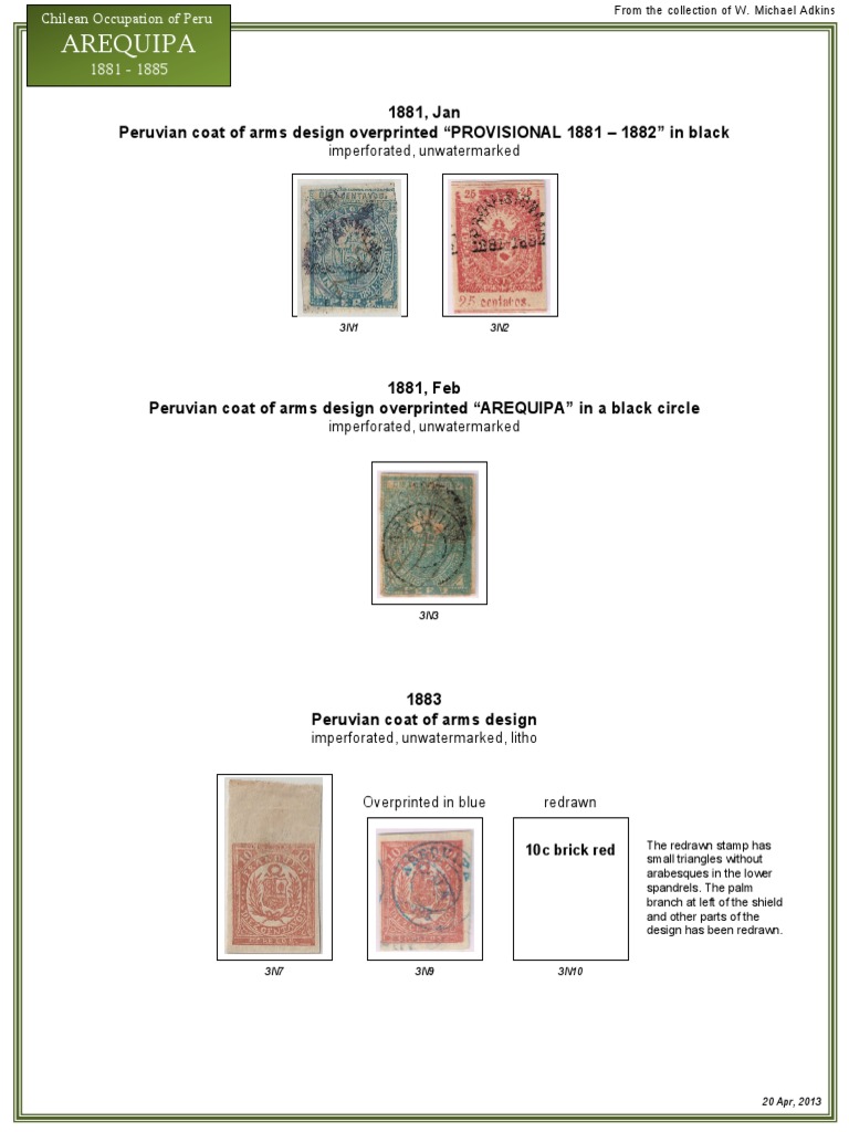 Arequipa Postage Stamps 1881-1885 | PDF | Postal System | Philately