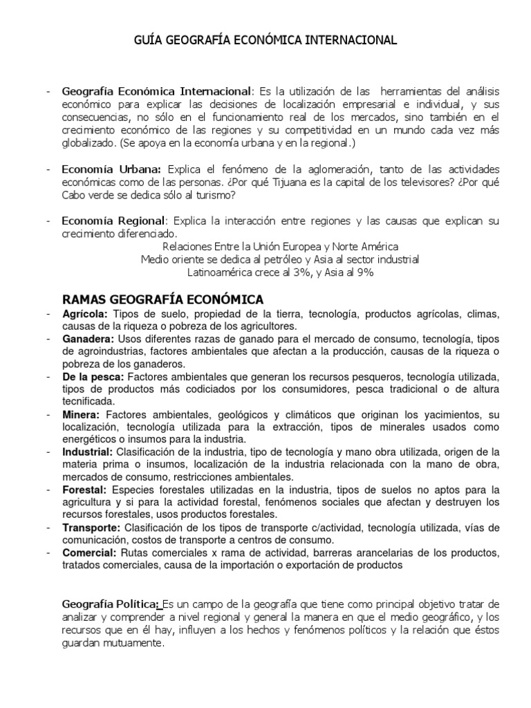 Guía Geografía Económica Internacional | PDF | Población | Comunidad ...