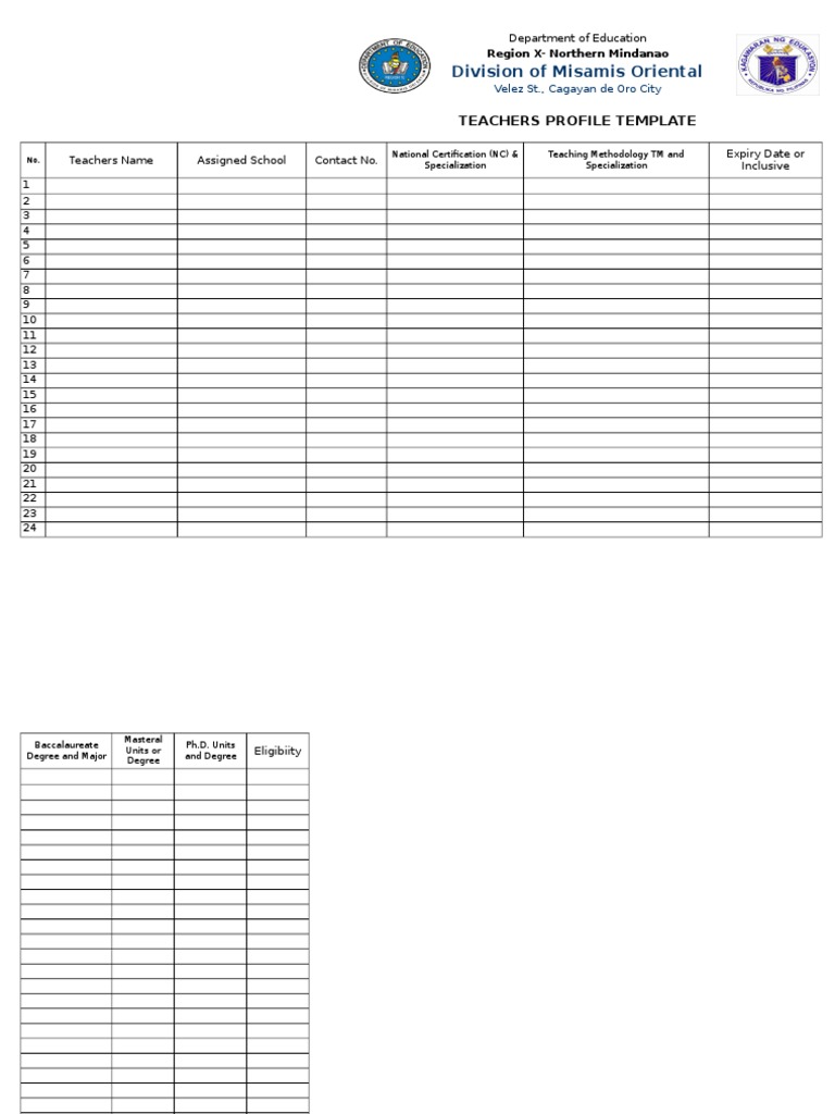 Teacher Profile Template | PDF