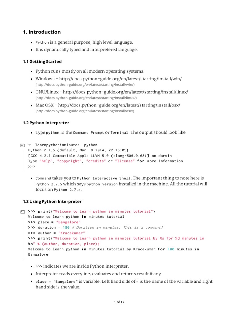 Learn Python In Minutes Pdf Parameter Computer Programming Method Computer Programming