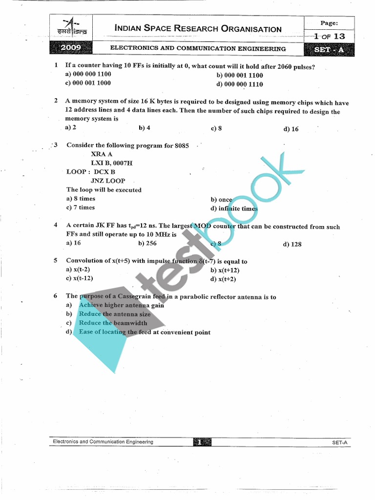 ISRO Previous Paper 2009 EC | PDF